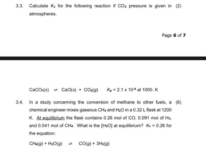 3.3. Calculate Kc for the following reaction if CO2 | Chegg.com