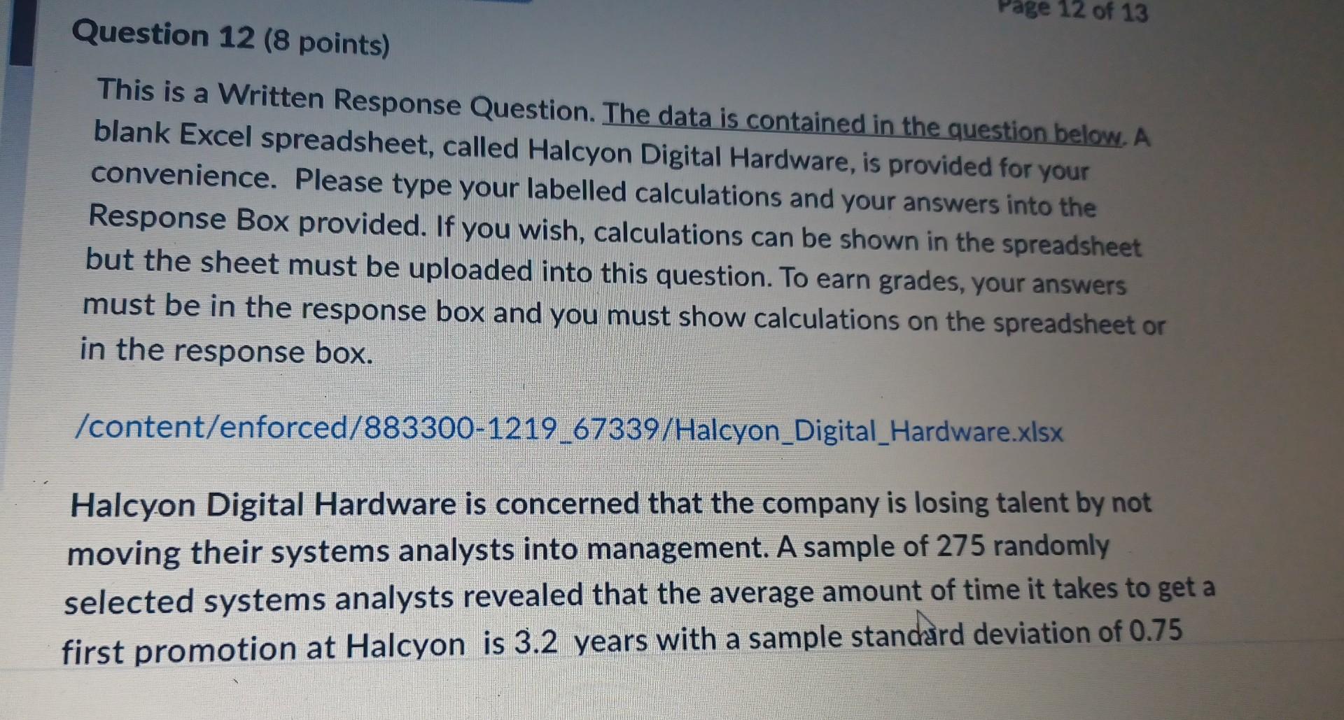 Solved Question 12 (8 points) This is a Written Response | Chegg.com