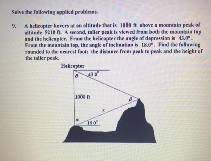 Solved Solve the following applied problems. 9. A helicopter | Chegg.com