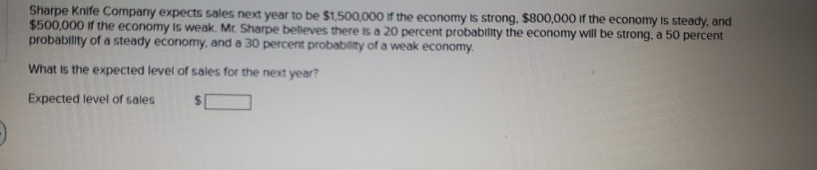 Solved Sharpe Knife Company expects sales next year to be | Chegg.com