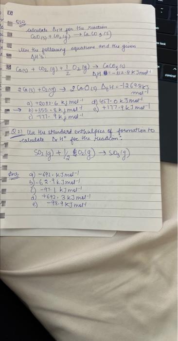 Solved COO(s)+(O2( g)→CaC(CO) Whe the following equation and | Chegg.com