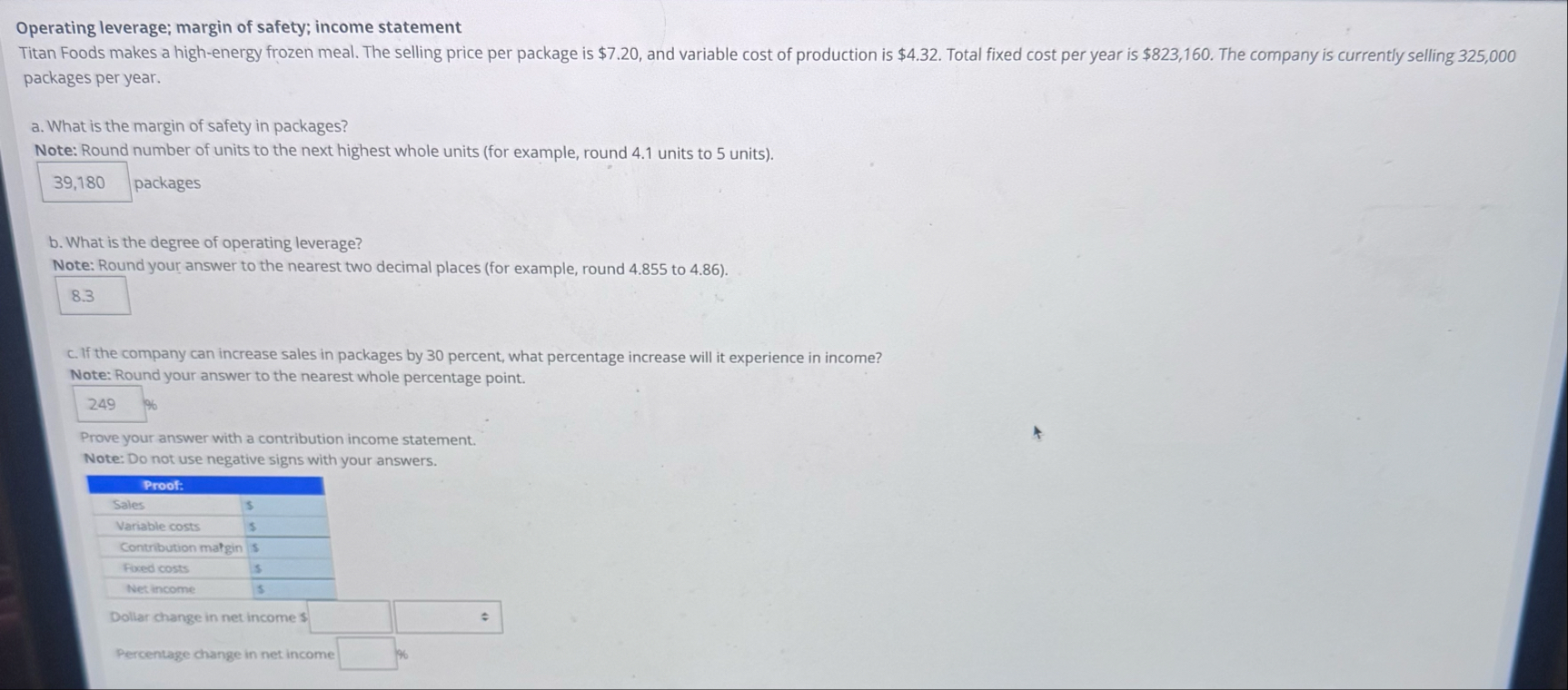 Solved Operating leverage; margin of safety; income | Chegg.com