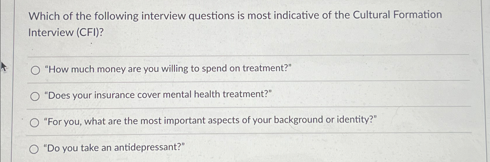Solved Which of the following interview questions is most | Chegg.com