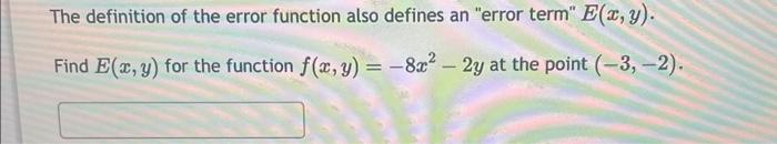 Solved The definition of the error function also defines an | Chegg.com