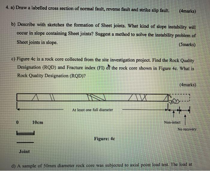 Solved 4. a) Draw a labelled cross section of normal fault, | Chegg.com