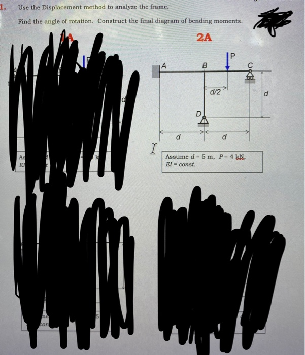 Solved 1. Use the Displacement method to analyze the frame. | Chegg.com