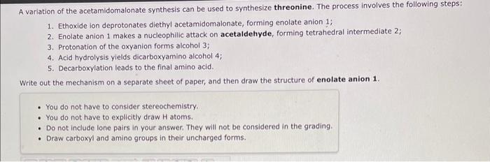 Solved A varlation of the acetamidomalonate synthesis can be | Chegg.com