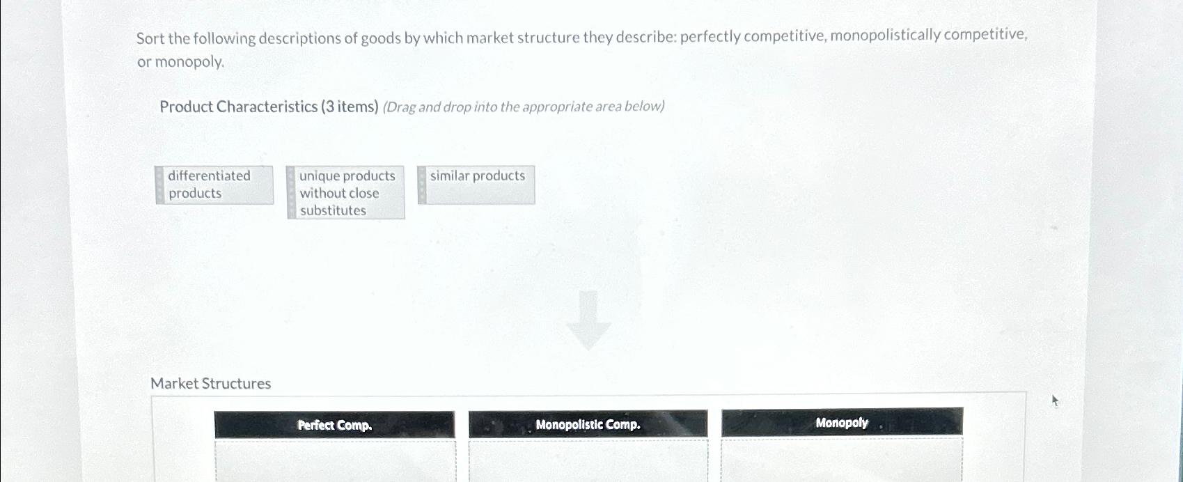 Solved Sort the following descriptions of goods by which | Chegg.com