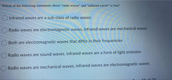 Solved Which of the following statements about "radio waves" | Chegg.com