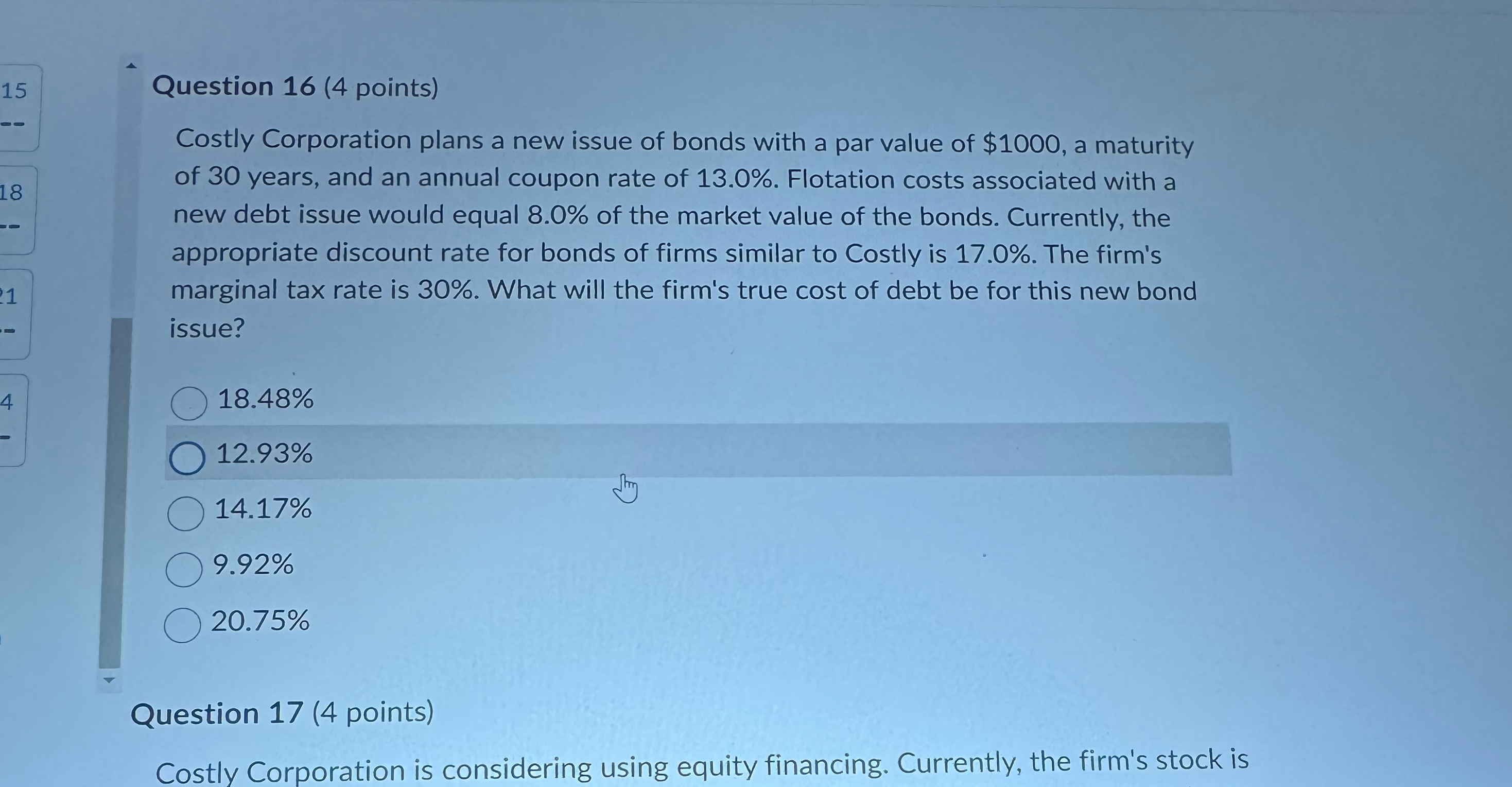 Solved Question 16 (4 ﻿points)Costly Corporation plans a new | Chegg.com