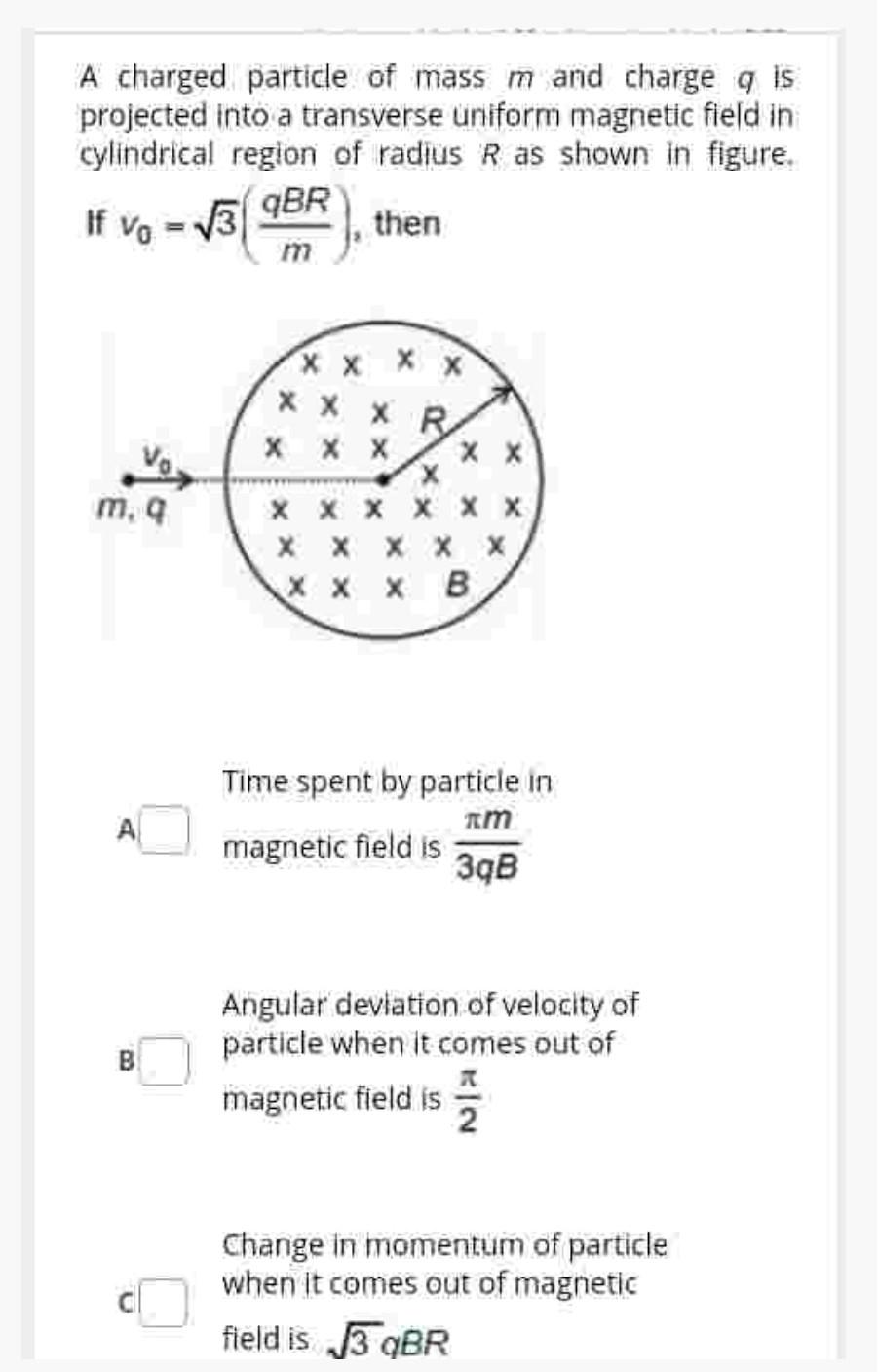 Solved A charged particle of mass m and charge q is | Chegg.com