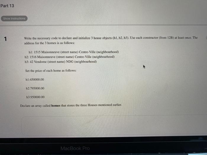 Solved Part 13 Show Instructions 1 Write the necessary code | Chegg.com