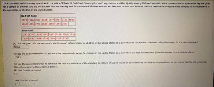 Solved Data consistent with summary quantities in the | Chegg.com