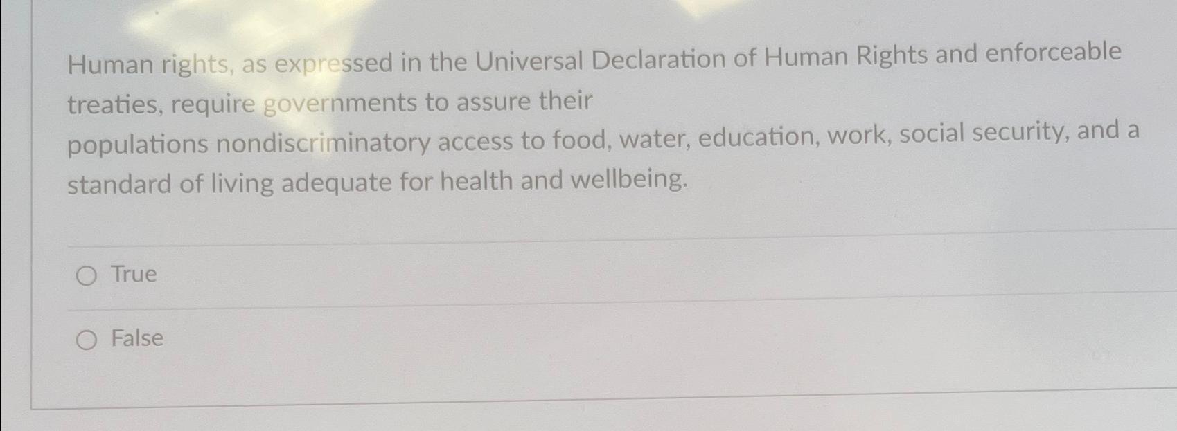 Solved Human rights, as expressed in the Universal | Chegg.com