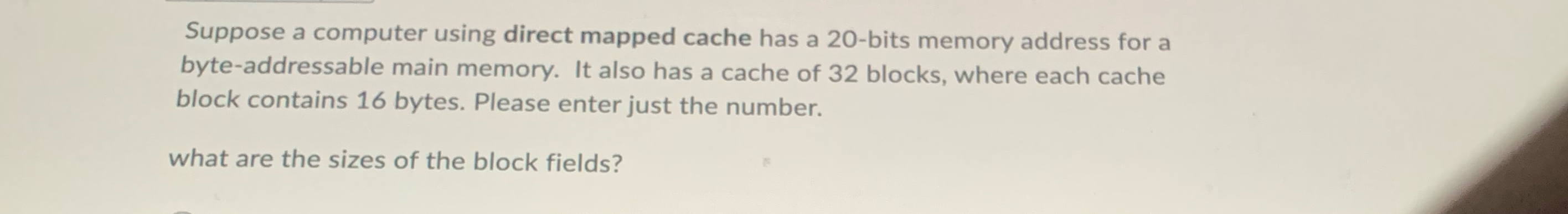 Solved Suppose a computer using direct mapped cache has a | Chegg.com