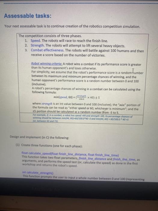 Assessable tasks: Your next assessable task is to | Chegg.com