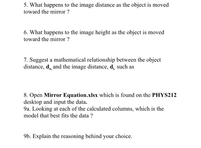 5. What happens to the image distance as the object | Chegg.com