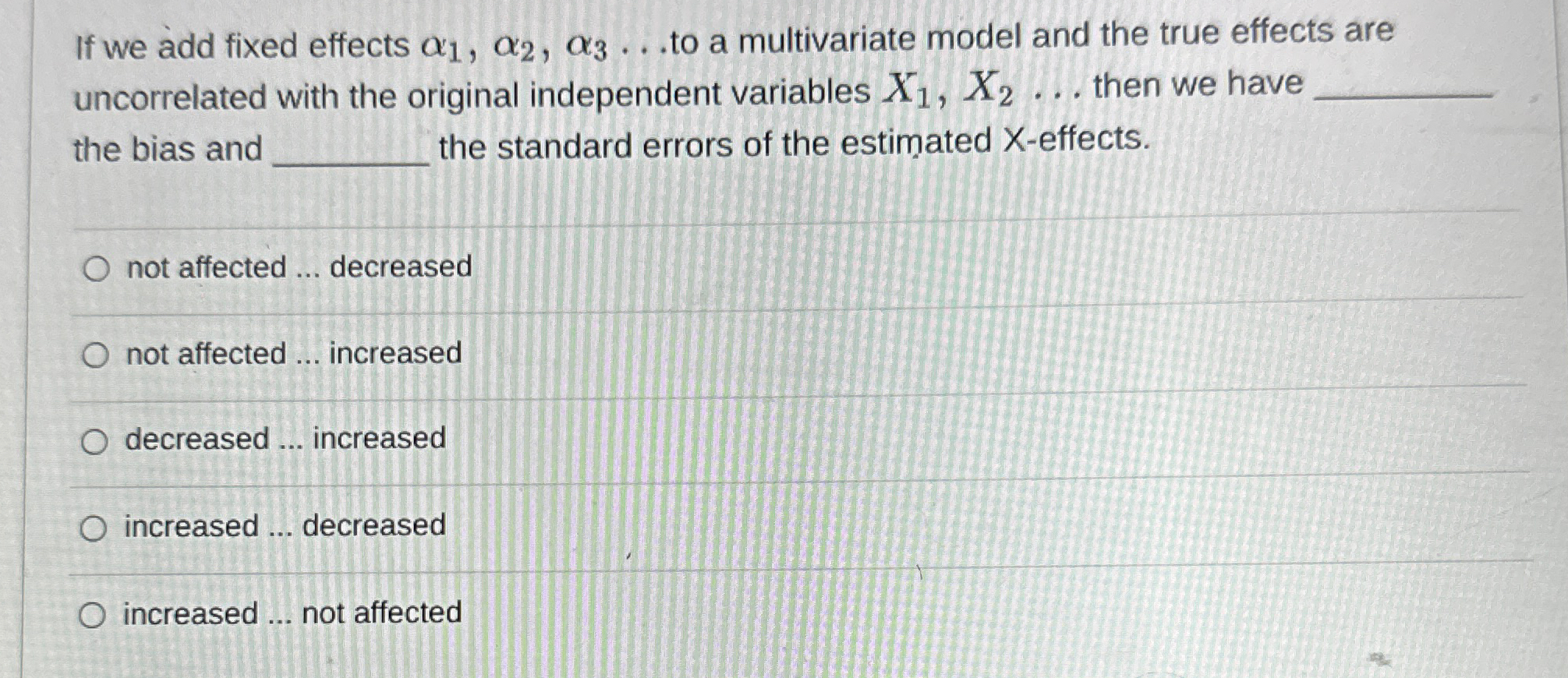 Solved If we add fixed effects α1,α2,α3dots. to a | Chegg.com
