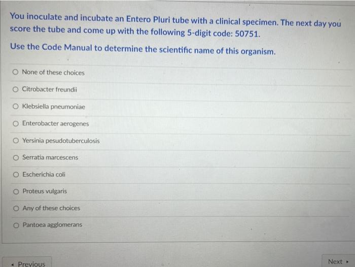 Solved You inoculate and incubate an Entero Pluri tube with | Chegg.com
