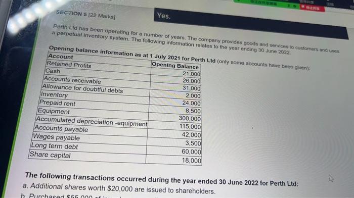 Solved Perth Lid has been operating for a number of years. | Chegg.com