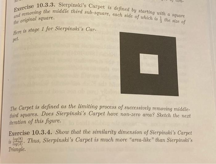 Solved and removing the middle third sub-square, each side | Chegg.com