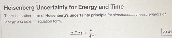 Using the Heisenberg uncertainty for energy and time, | Chegg.com