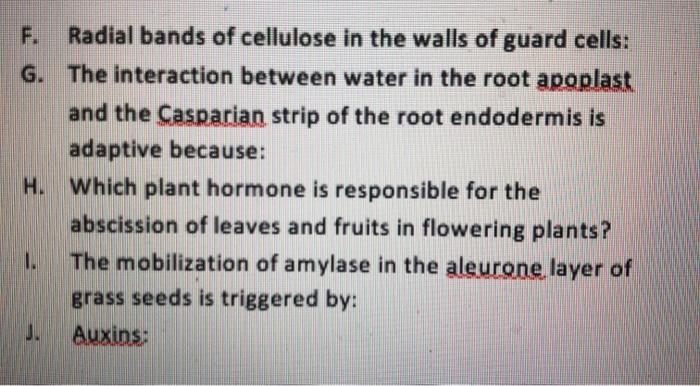 Solved Radial bands of cellulose in the walls of guard | Chegg.com