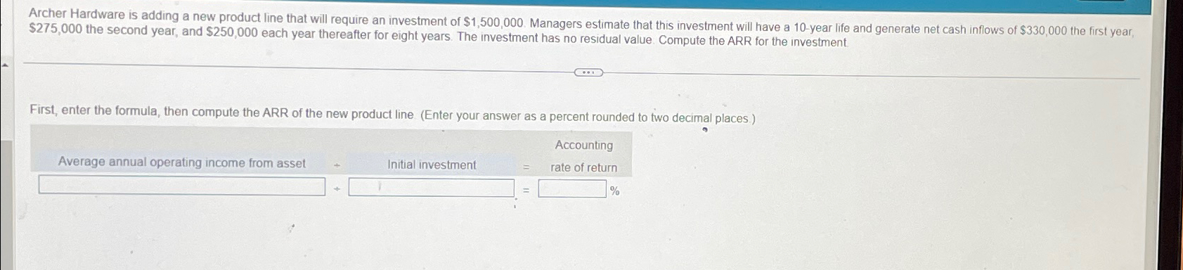 Solved Archer Hardware is adding a new product line that | Chegg.com
