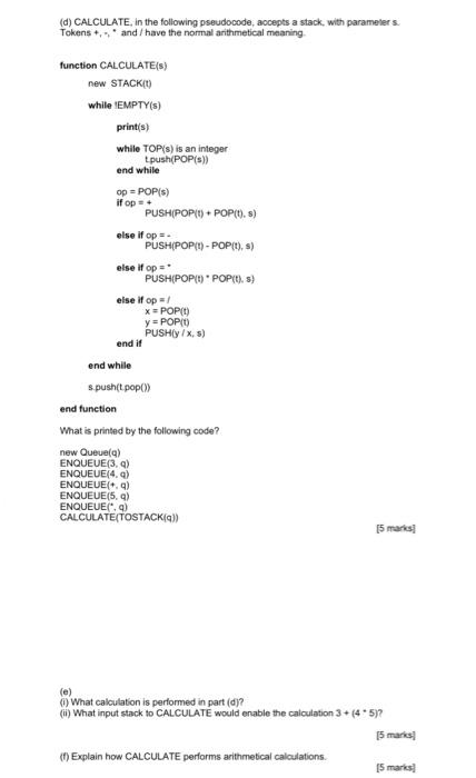 Solved Tokens,+∗∗ and / have the normal arithmetical meaning | Chegg.com