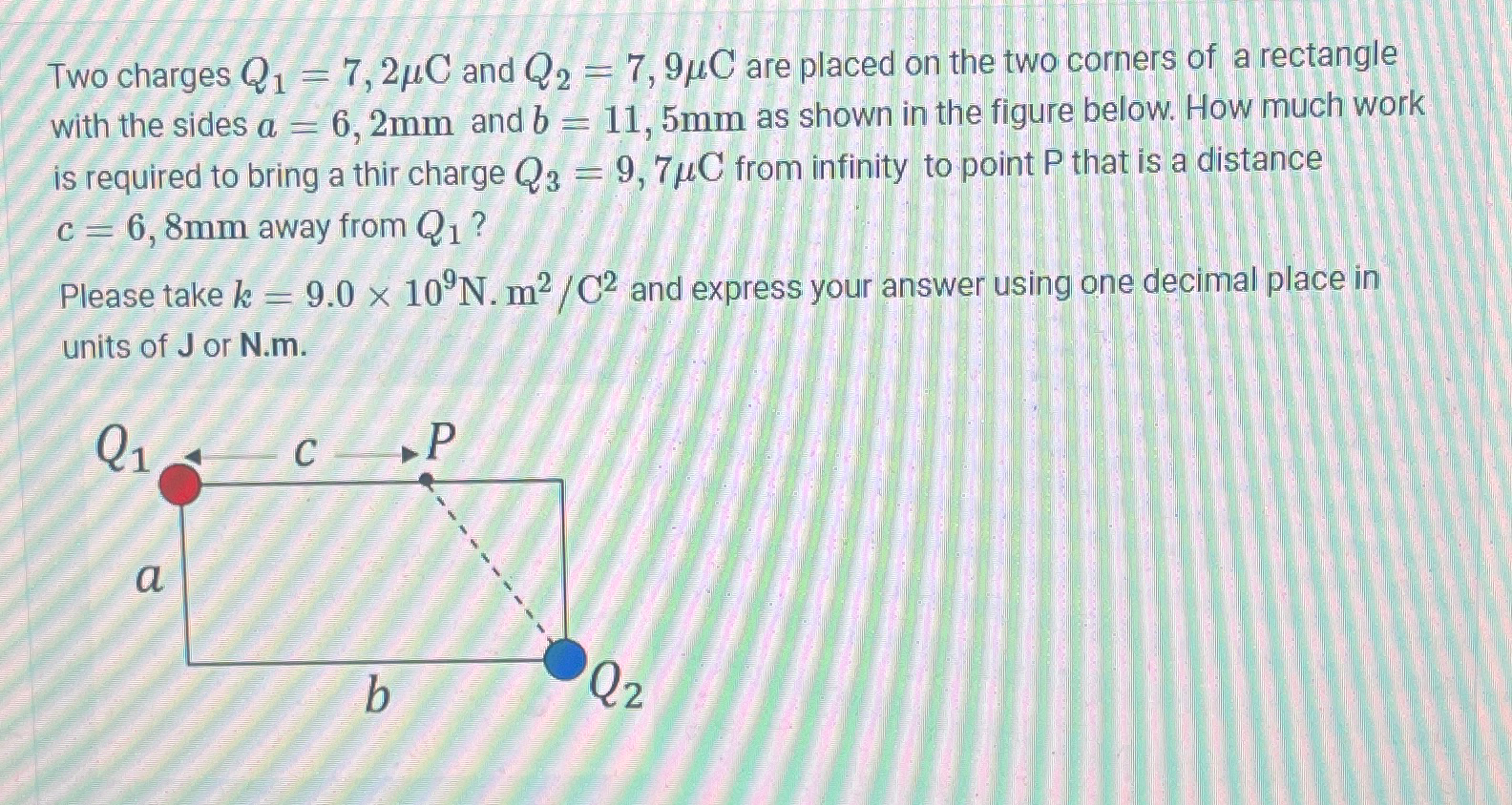Solved Two charges Q1=7,2μC ﻿and Q2=7,9μC ﻿are placed on the | Chegg.com