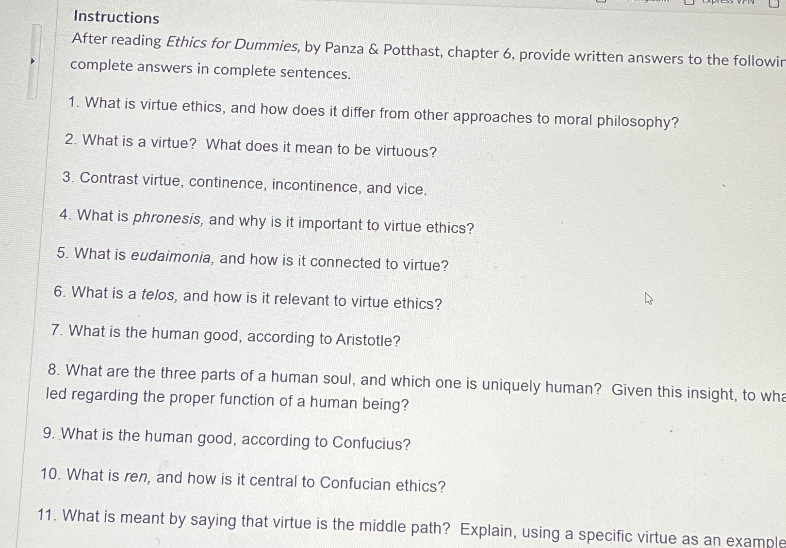 Solved InstructionsAfter reading Ethics for Dummies, by | Chegg.com