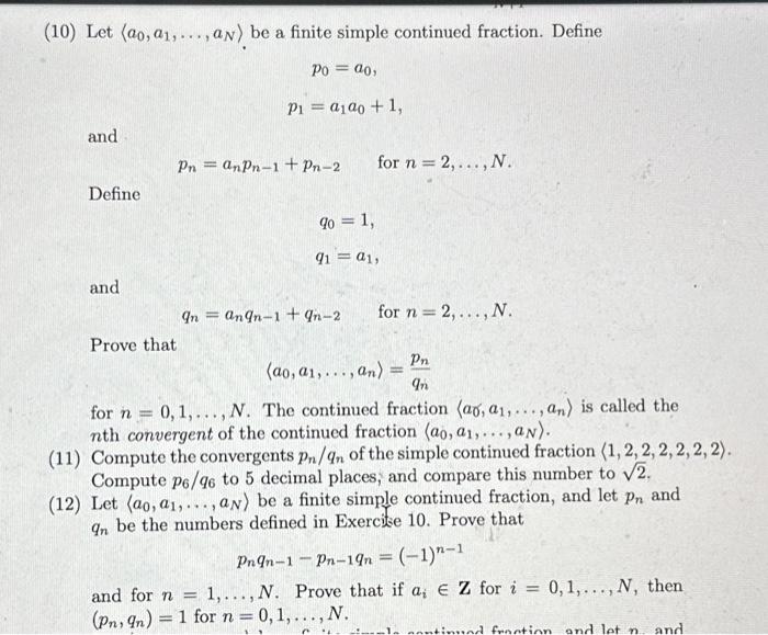 Solved (4) Compute the simple continued fraction | Chegg.com