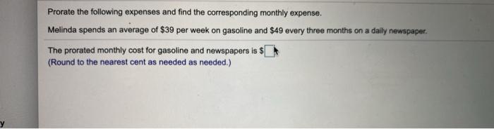 Solved Prorate the following expenses and find the | Chegg.com