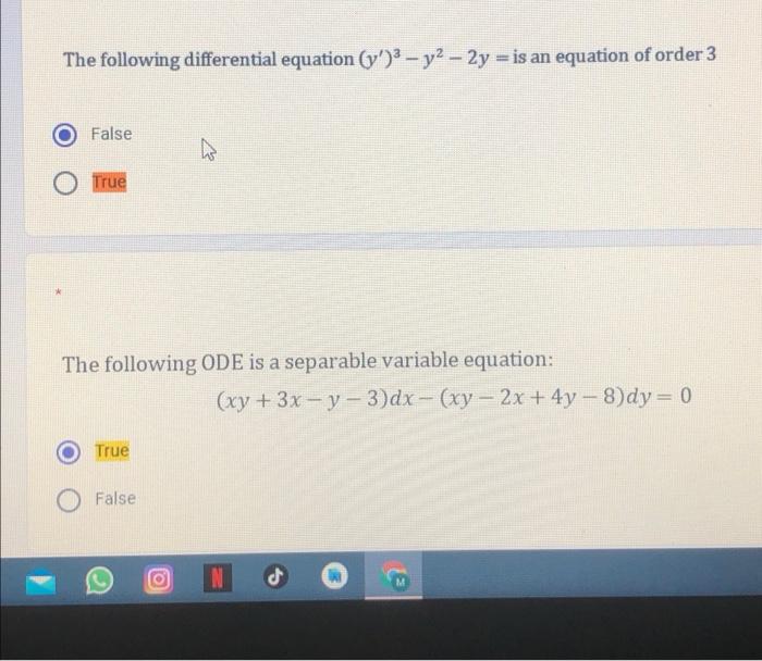 Solved The following differential equation (y')3 - y2 – 2y = | Chegg.com