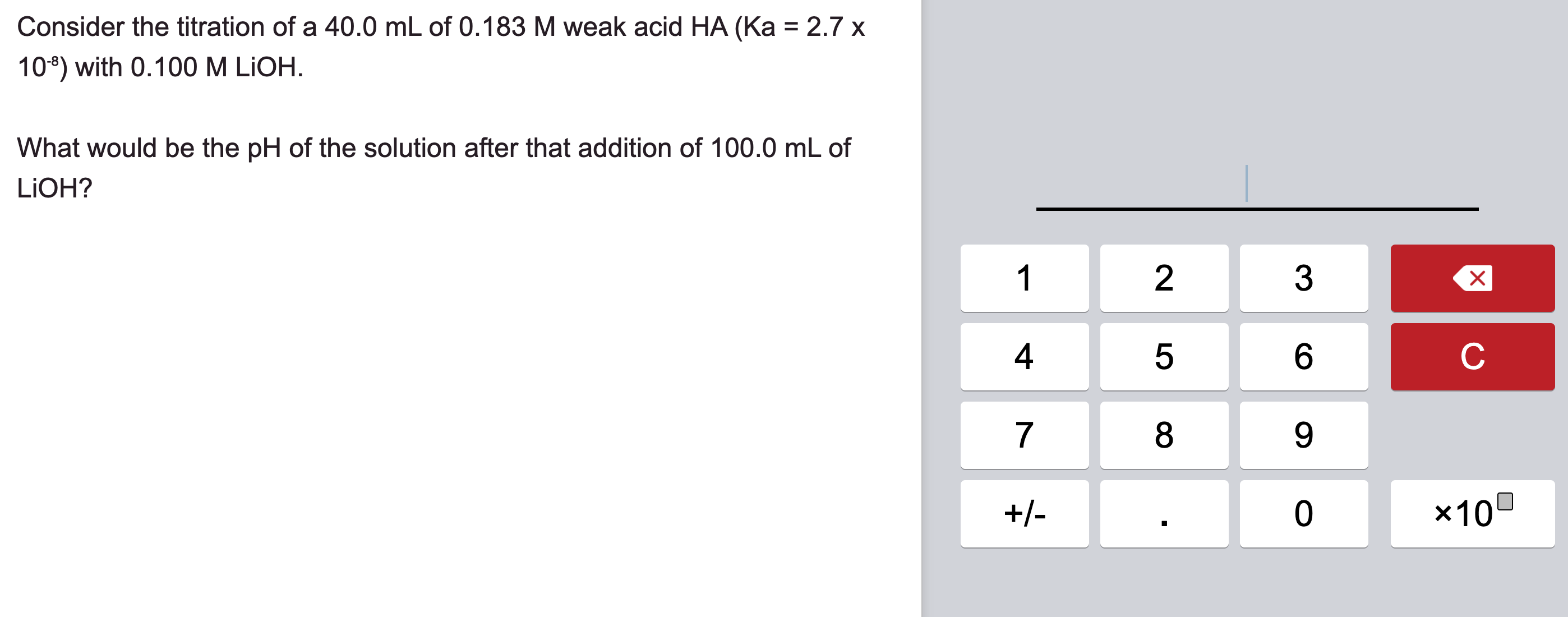 Solved Consider the titration of a 40.0 ﻿mL of 0.183 ﻿M weak | Chegg.com