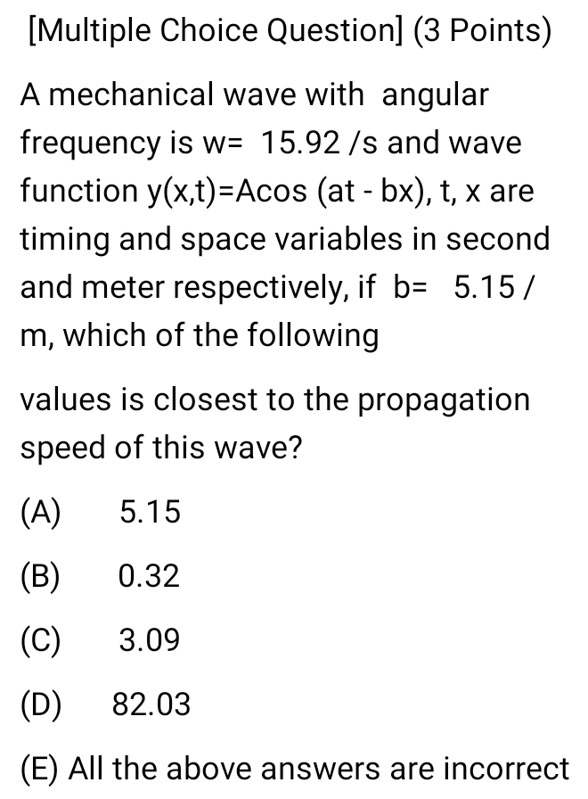 Solved . [Multiple Choice Question] (3 Points) A transverse | Chegg.com