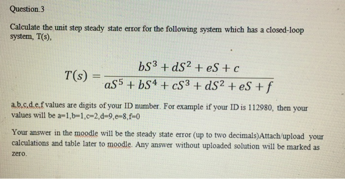 Solved Question 3 Calculate the unit step steady state error | Chegg.com