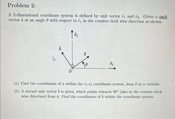 Solved A 2-dimensional coordinate system is defined by unit | Chegg.com