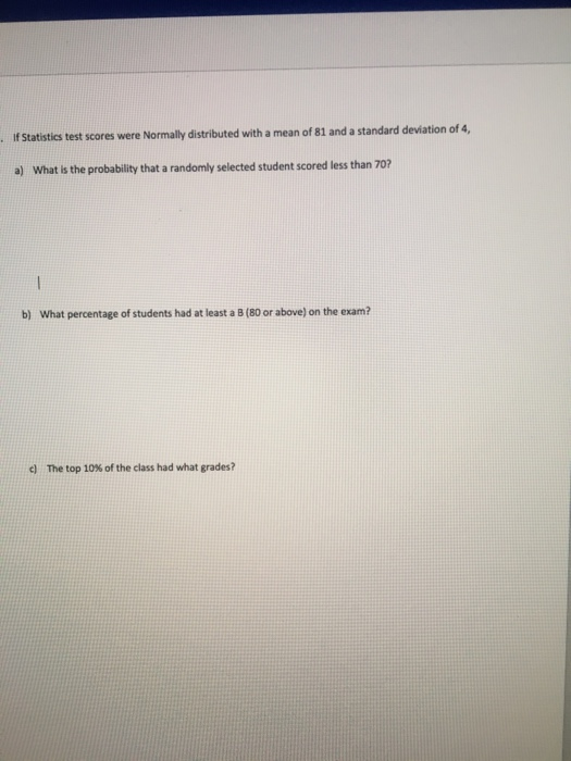 Solved Of Statistics Test Scores Were Normally Distributed