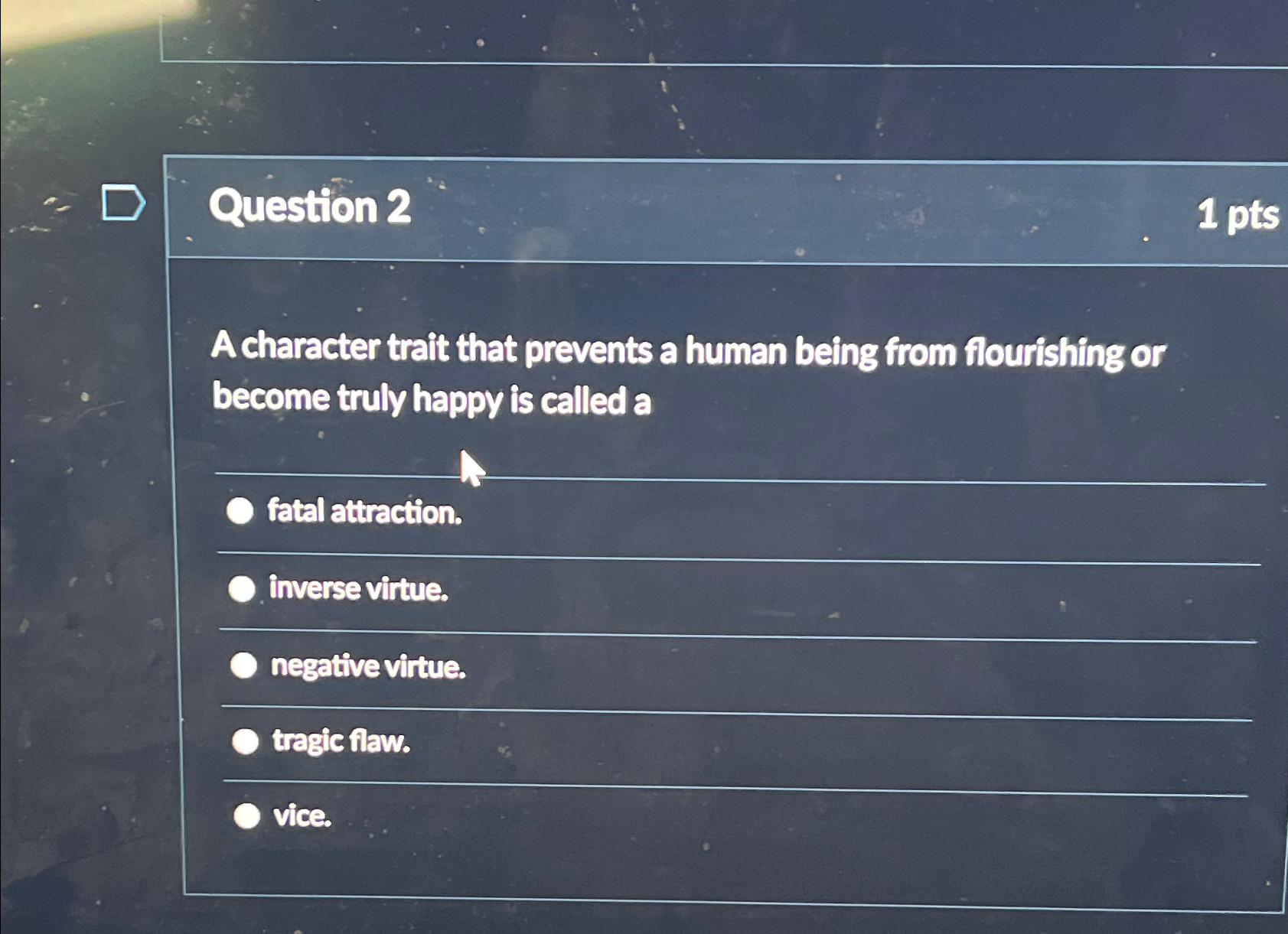 Solved Question 21 ﻿ptsA character trait that prevents a | Chegg.com