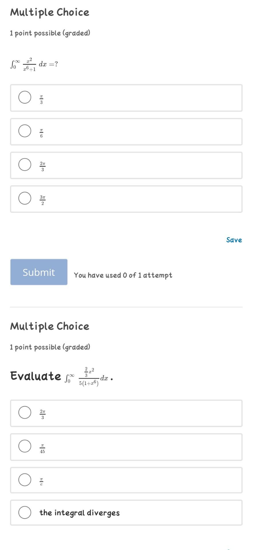 Solved Multiple Choice 1 point possible (graded) Evauate som | Chegg.com