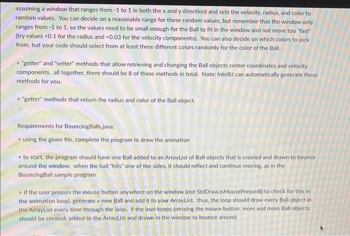 Solved For this assignment you will create a bouncing balls | Chegg.com