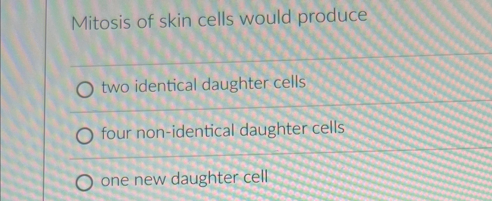 Solved Mitosis of skin cells would producetwo identical | Chegg.com