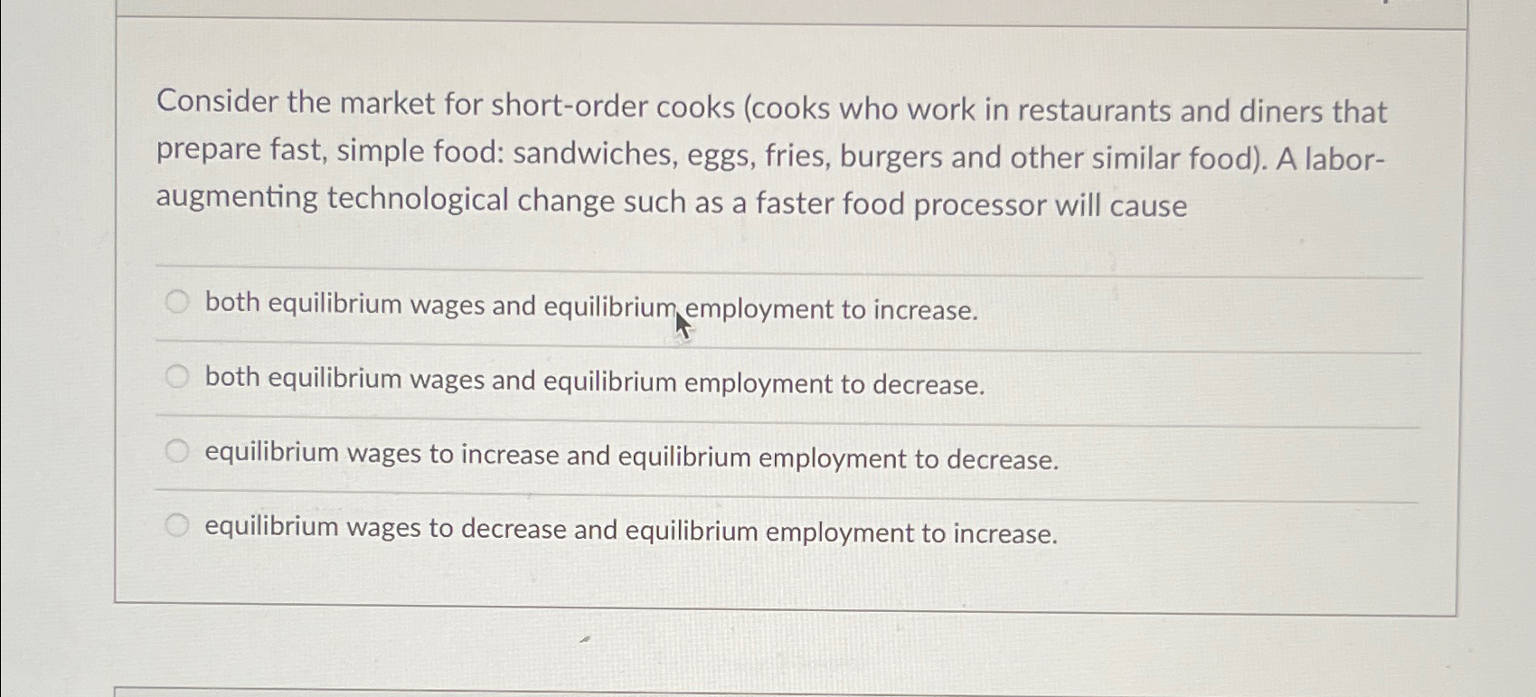Solved Consider the market for short-order cooks (cooks who | Chegg.com