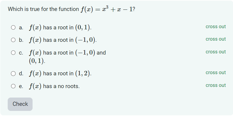 Solved Which is true for the function f(x)=x3+x-1 ?a. f(x) | Chegg.com