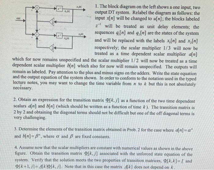 Solved , o, O, 1. The block diagram on the left shows a one | Chegg.com