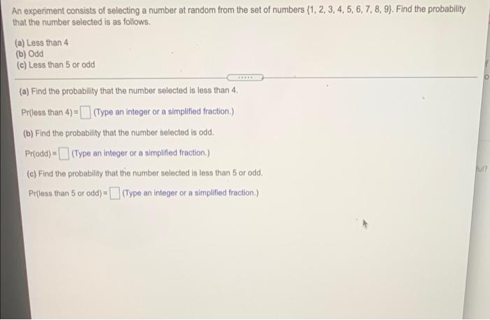 Solved An experiment consists of selecting a number at | Chegg.com