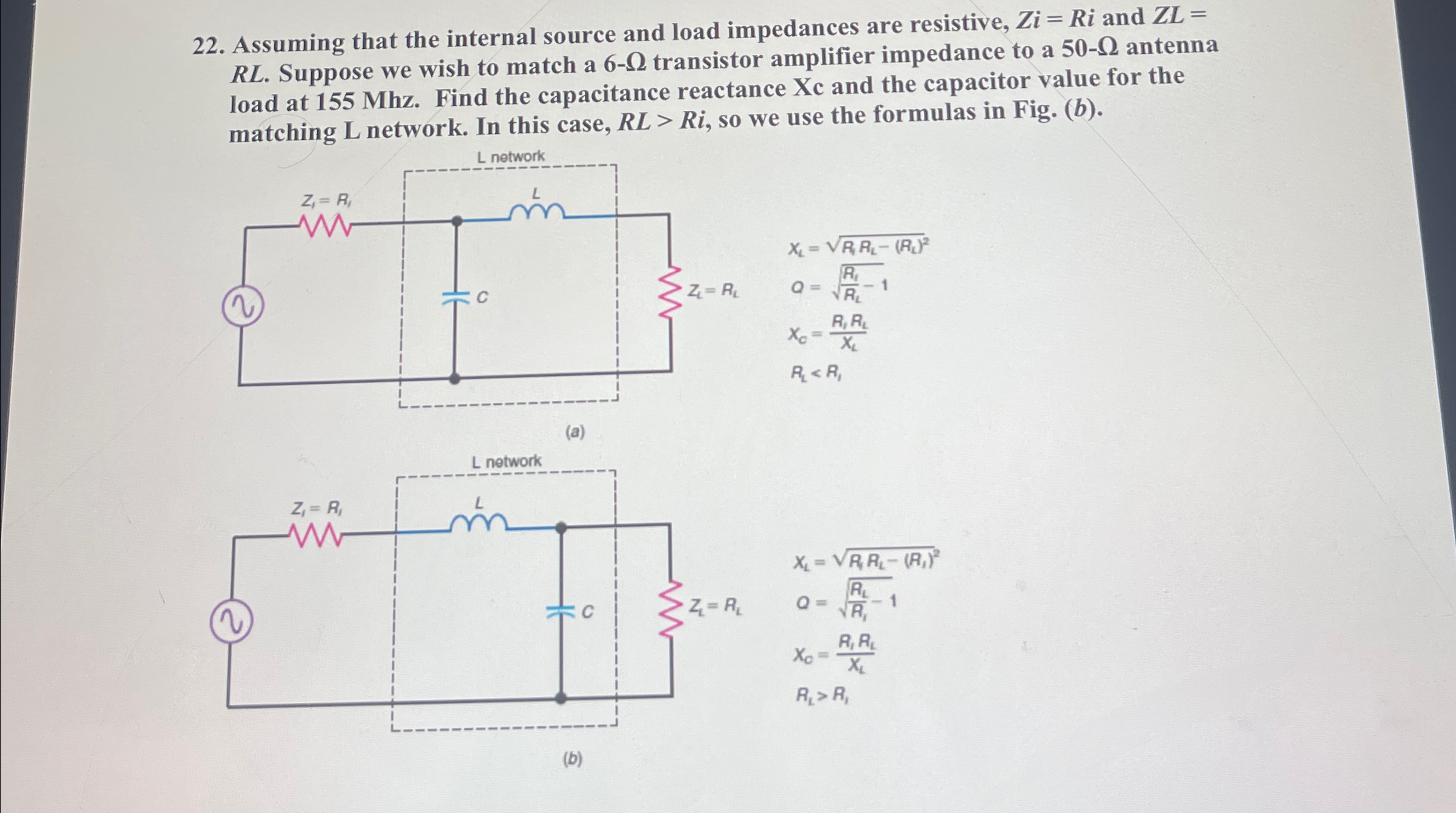 Solved Assuming that the internal source and load impedances | Chegg.com