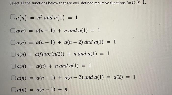 Solved Select all the functions below that are well-defined | Chegg.com