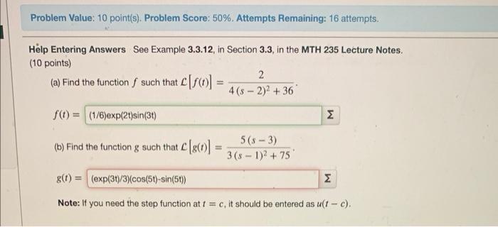 Solved Hèlp Entering Answers See Example 3.3.12, in Section | Chegg.com